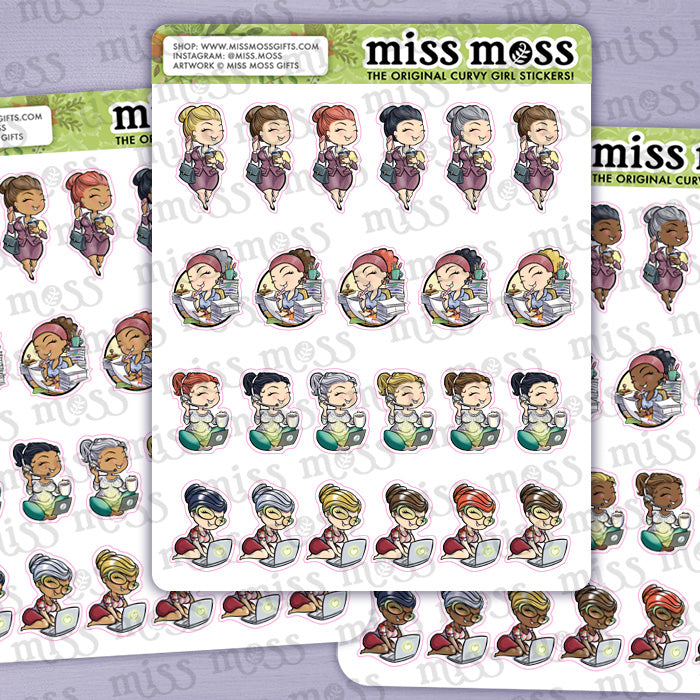 Mini Assorted Business Work Girls Vinyl Stickers – Miss Moss Gifts